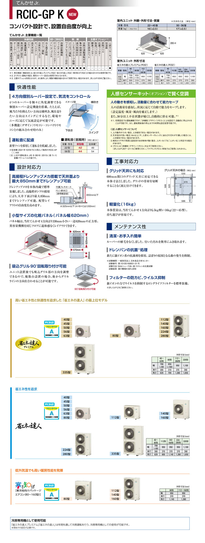 RCIC-GP40RSHJ 業務用エアコン 日立 業務用エアコン 標準省エネ てんかせ4方向Jr. 1.5馬力 シングル 単相200V ワイヤード 冷媒R32 省エネの達人｜業務用エアコン専門 ...